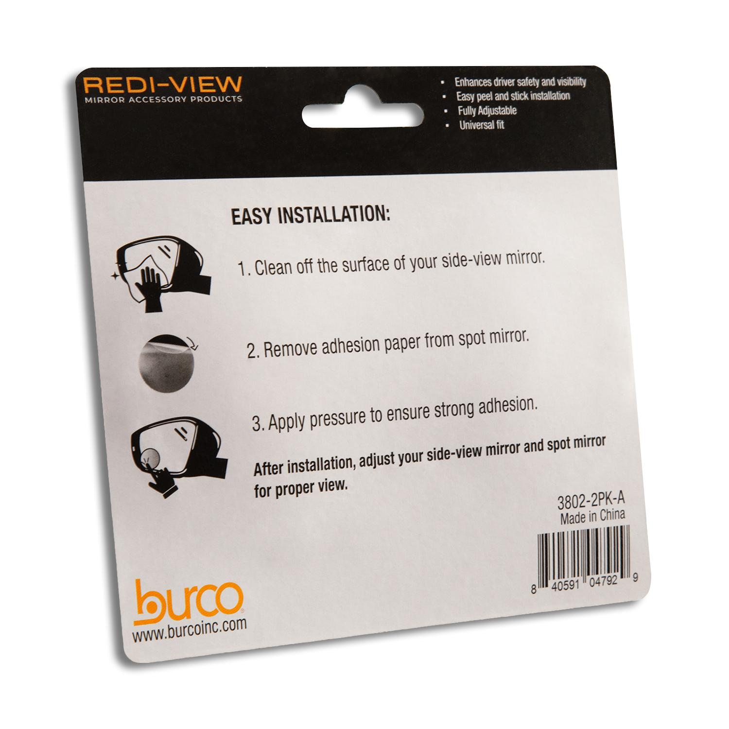 BURCO 2 REDI-SPOT MIRROR ADJUSTABLE TWO-PACK