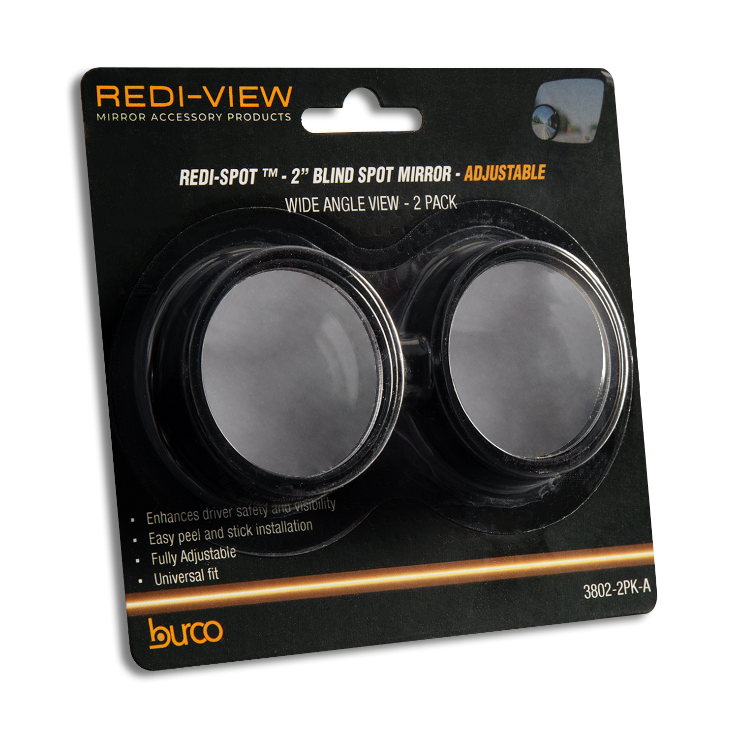 BURCO 2 REDI-SPOT MIRROR ADJUSTABLE TWO-PACK
